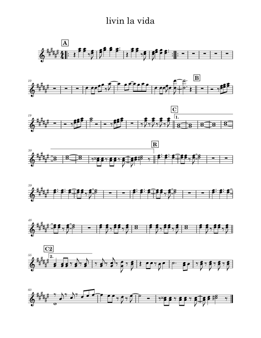Livin la vida loca – Ricky Martin livin la vida Sheet music for Trumpet ...