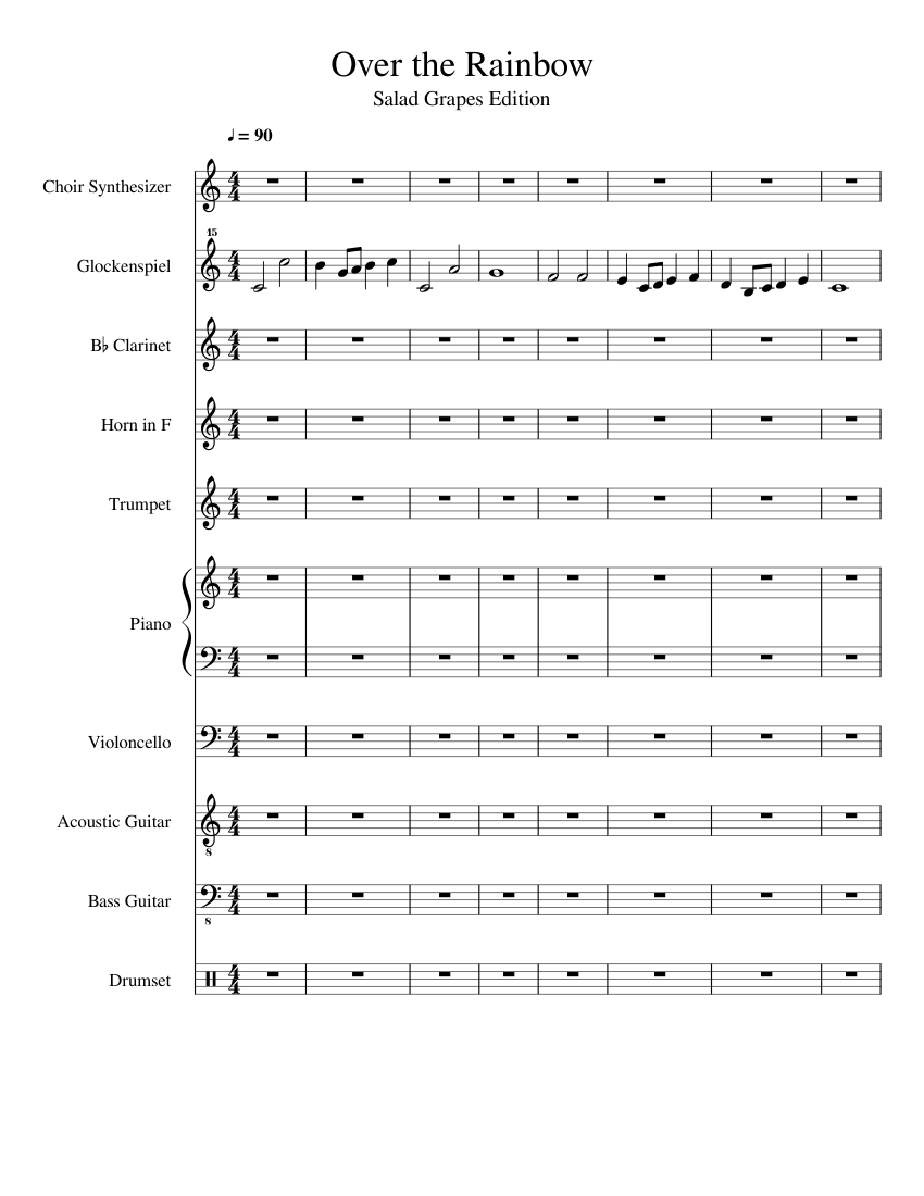 Over the Rainbow Sheet music for Piano, Clarinet in b-flat, French horn ...