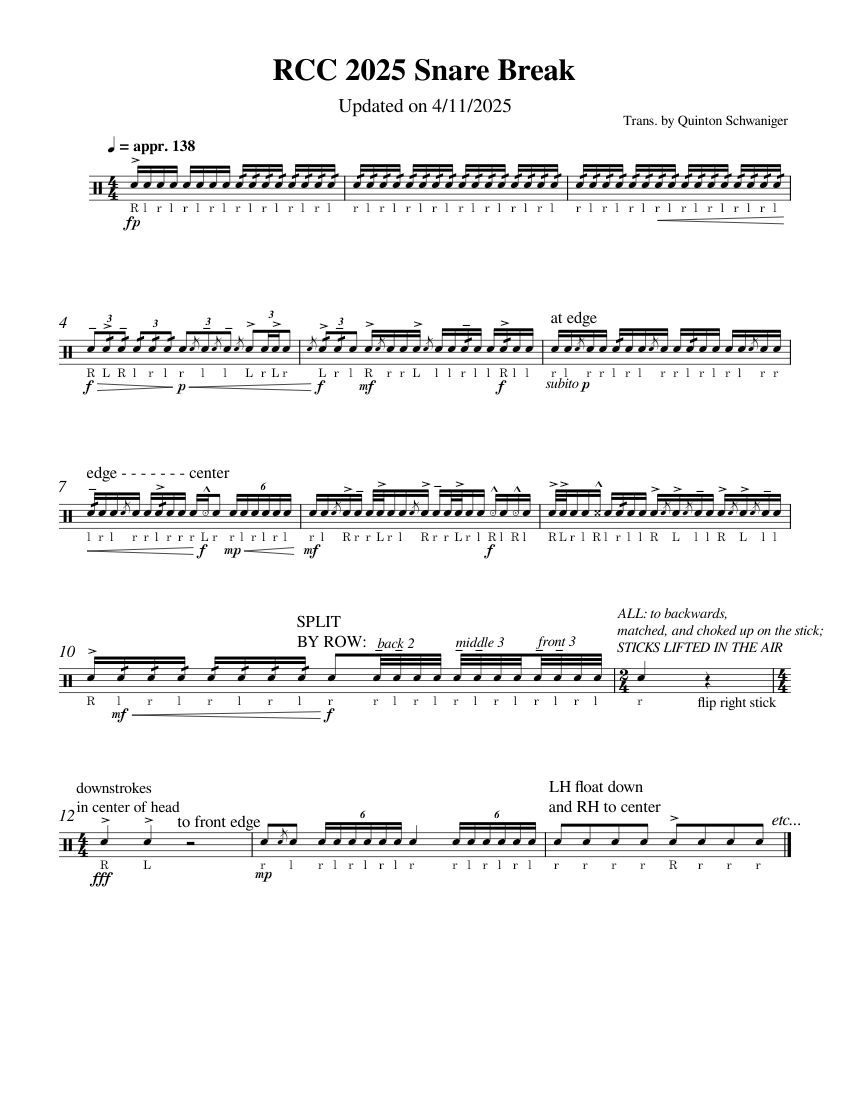 RCC 2025 Snare Break Sheet Music for Trumpet other (Solo) | MuseScore.com