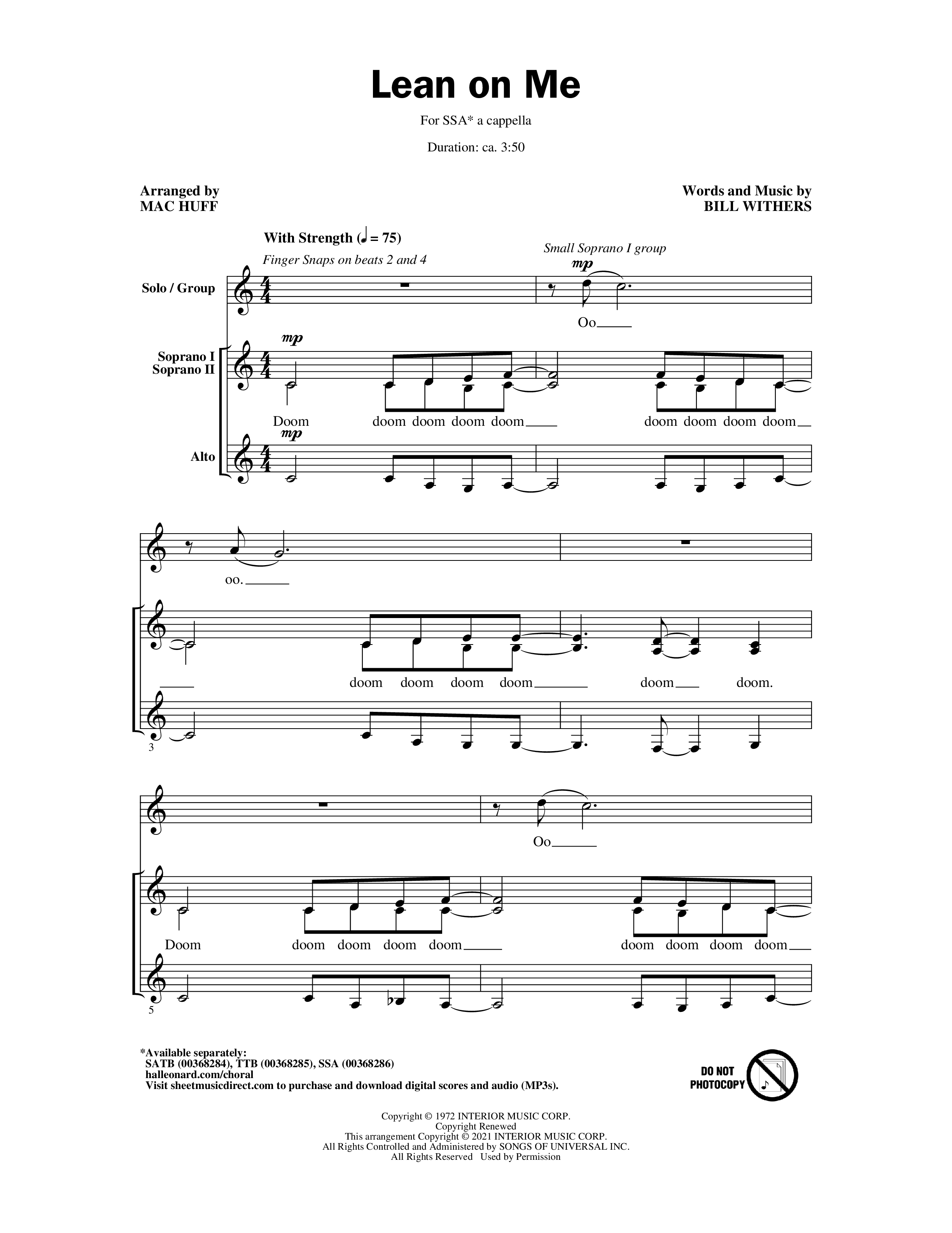 Lean On Me Sheet music for Vocals by Bill Withers Official | MuseScore.com