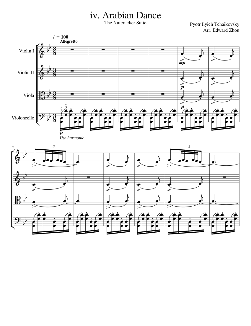 Arabian Dance (Nutcracker Suite) - Pyotr Ilyich Tchaikovsky Sheet Music ...