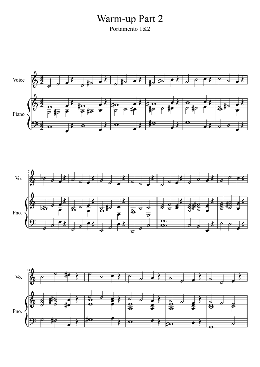 Warm-up Part 2 Sheet music for Piano, Voice (other) (Piano-Voice ...