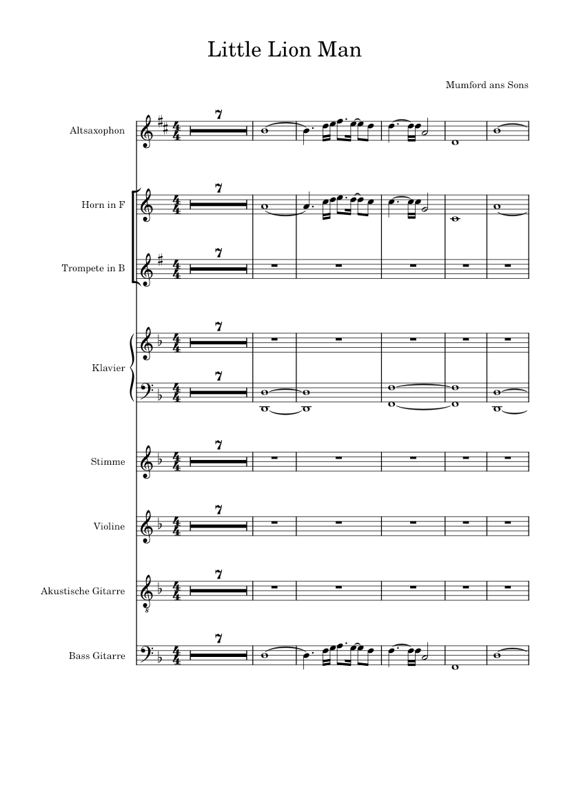 Little_Lion_Man.mscz Sheet music for Piano, Saxophone alto, French horn ...