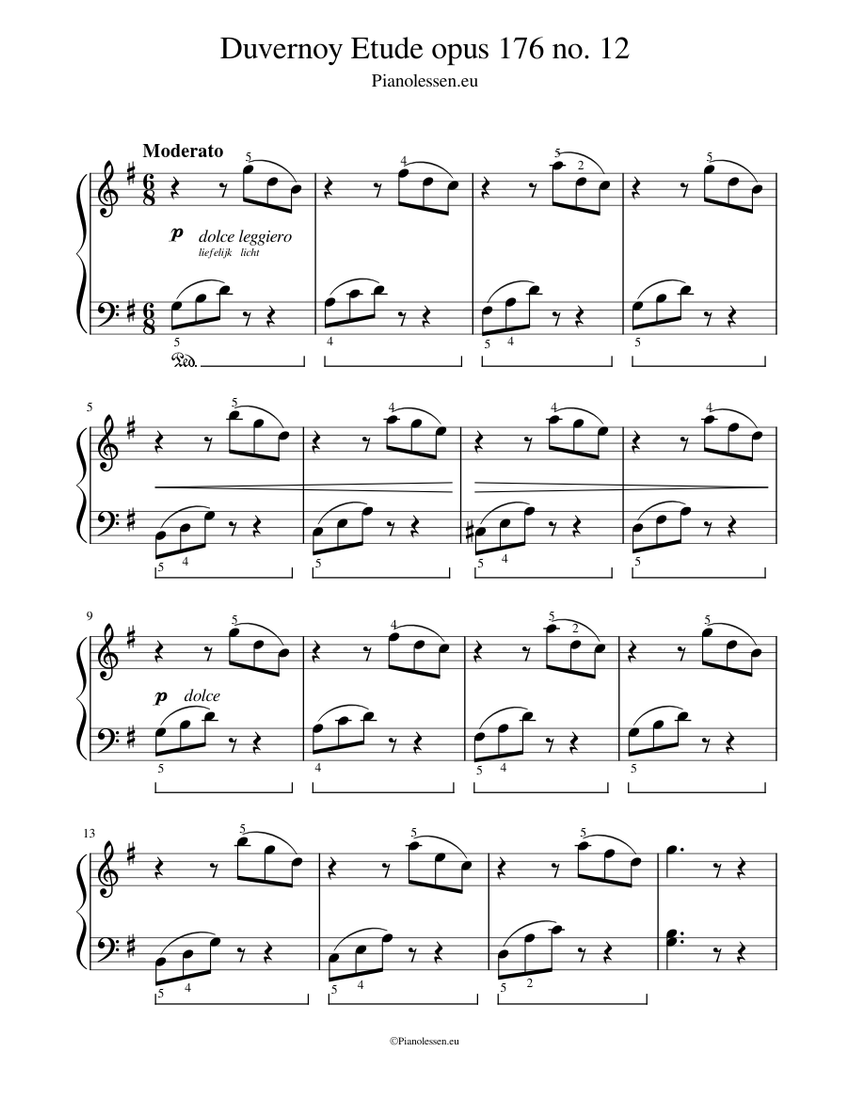 Duvernoy, Jean-Baptiste Etude op 176 no.12 Sheet music for Piano (Solo ...
