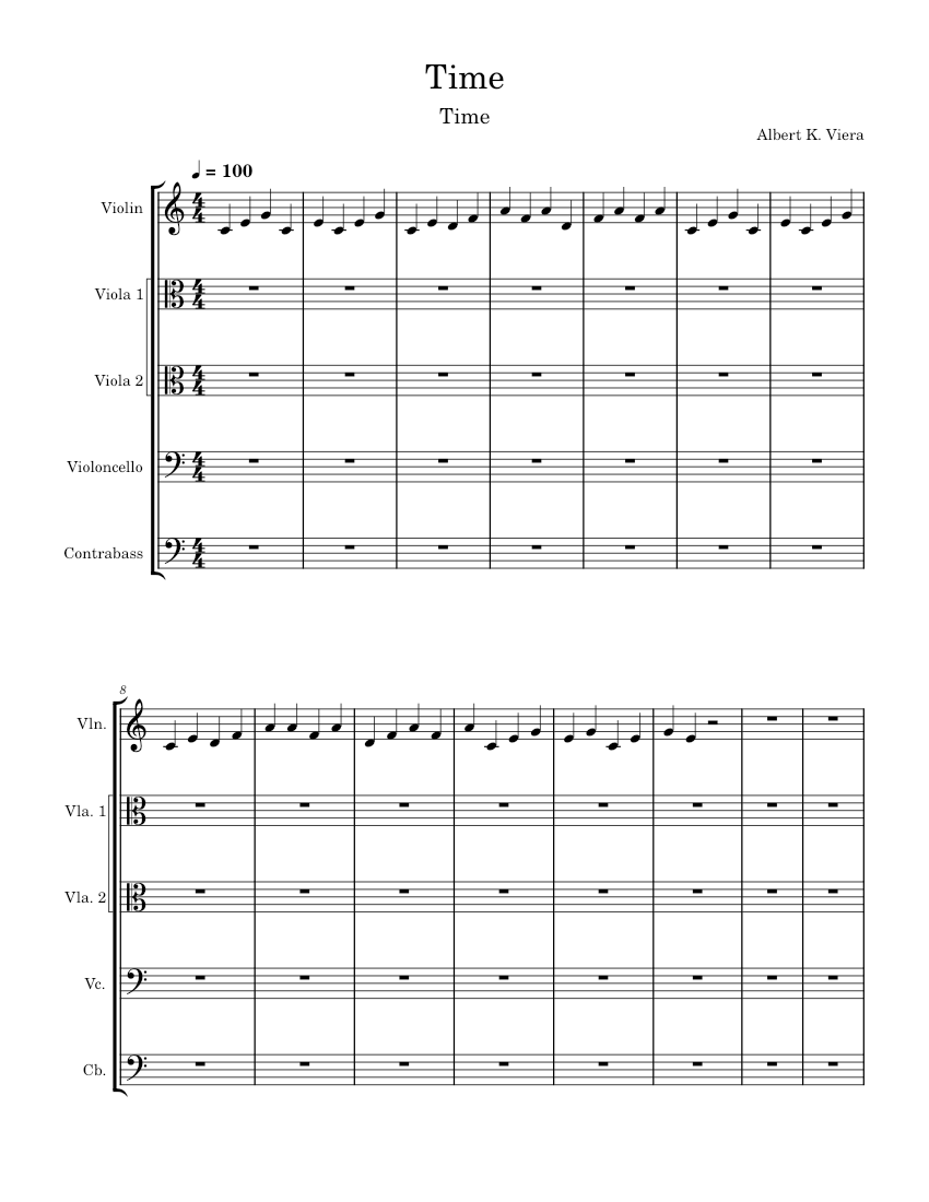 Time Sheet music for Violin, Viola, Cello, Woodwinds (other) (Woodwind ...