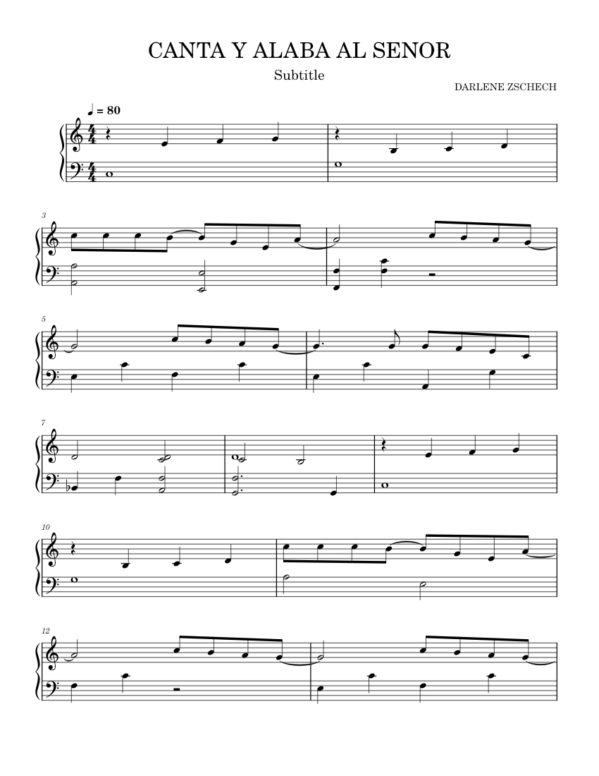 CANTA Y ALABA AL SENOR Sheet music for Piano (Solo) Easy | Musescore.com