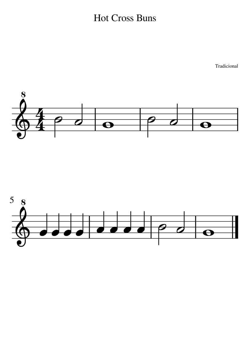 Hot Cross Buns Sheet Music for Recorder (Solo) | MuseScore.com