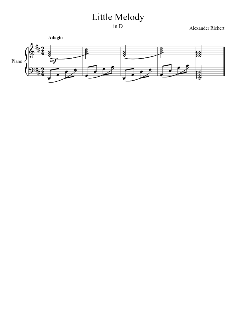 Little Melody in D Major Sheet music for Piano (Solo) | Musescore.com