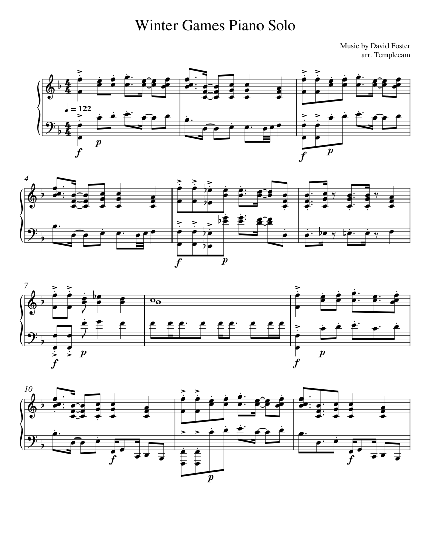 Winter Games Piano Solo By David Foster Sheet music for Piano (Solo ...