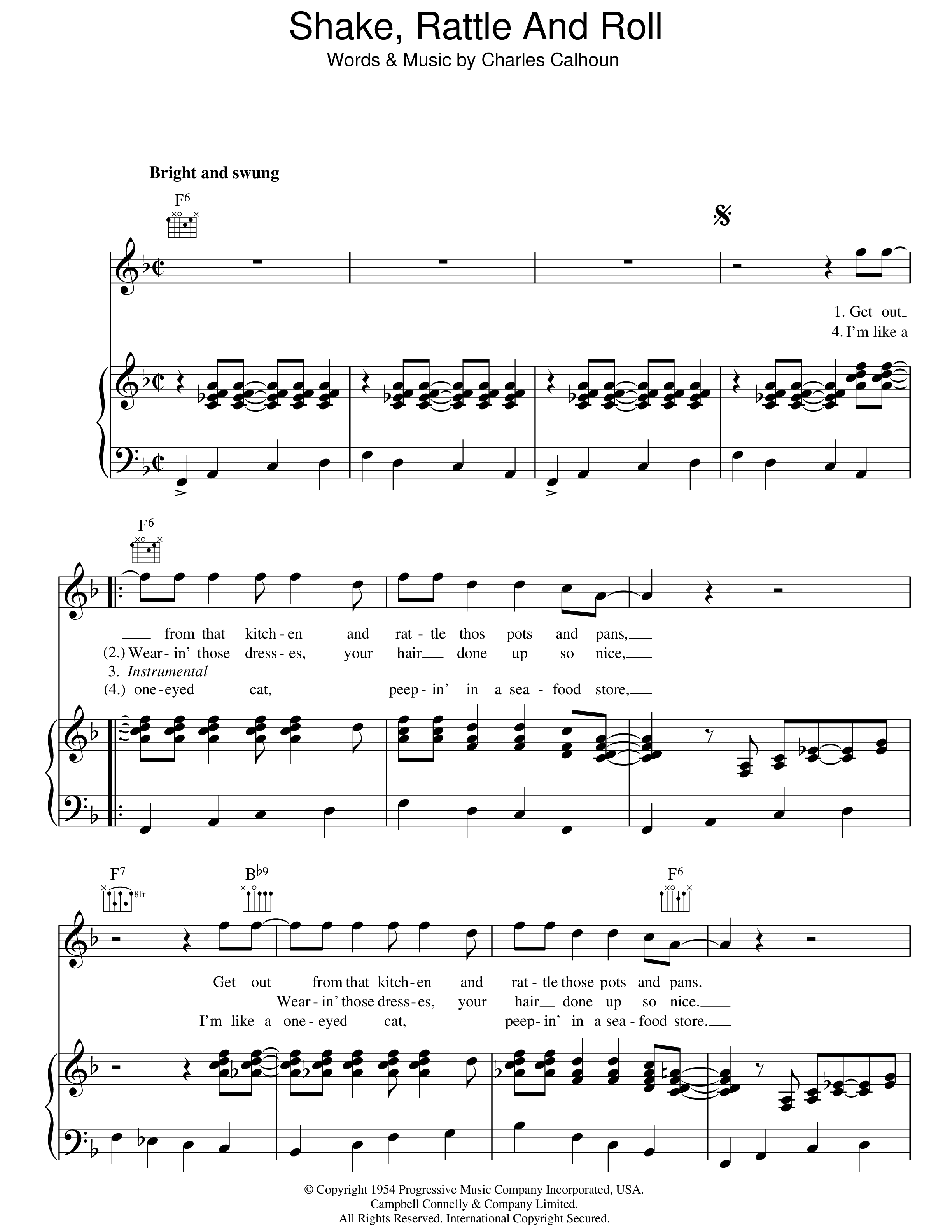 Play Official version of Shake rattle and roll sheet music by Bill ...