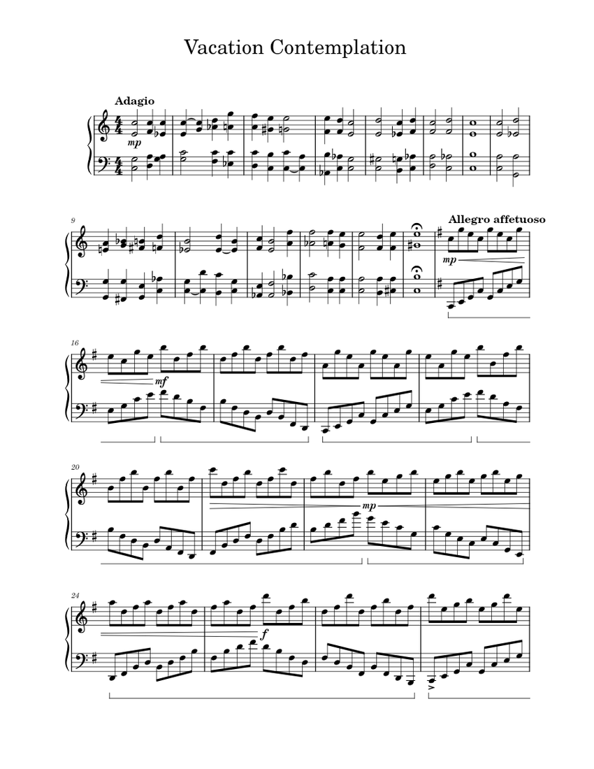 Vacation Contemplation - piano tutorial