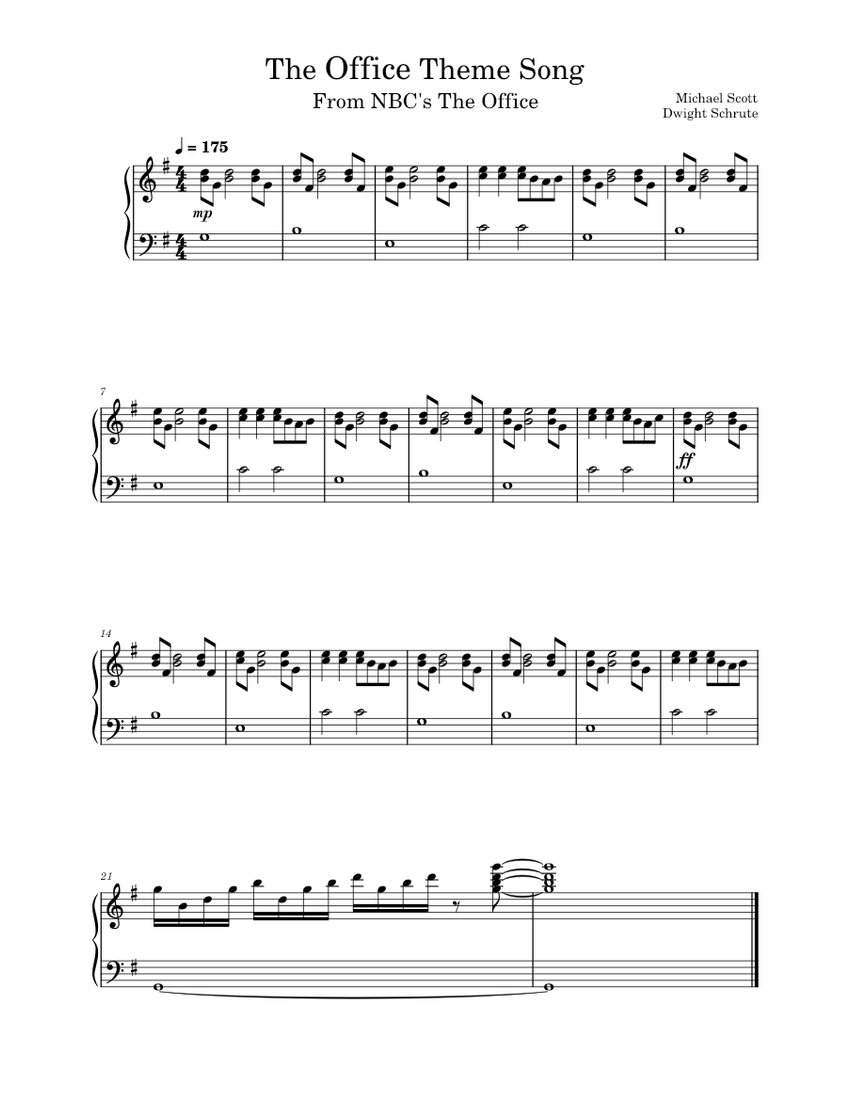 The Office Theme Song - Piano Only Sheet music for Piano (Mixed ...
