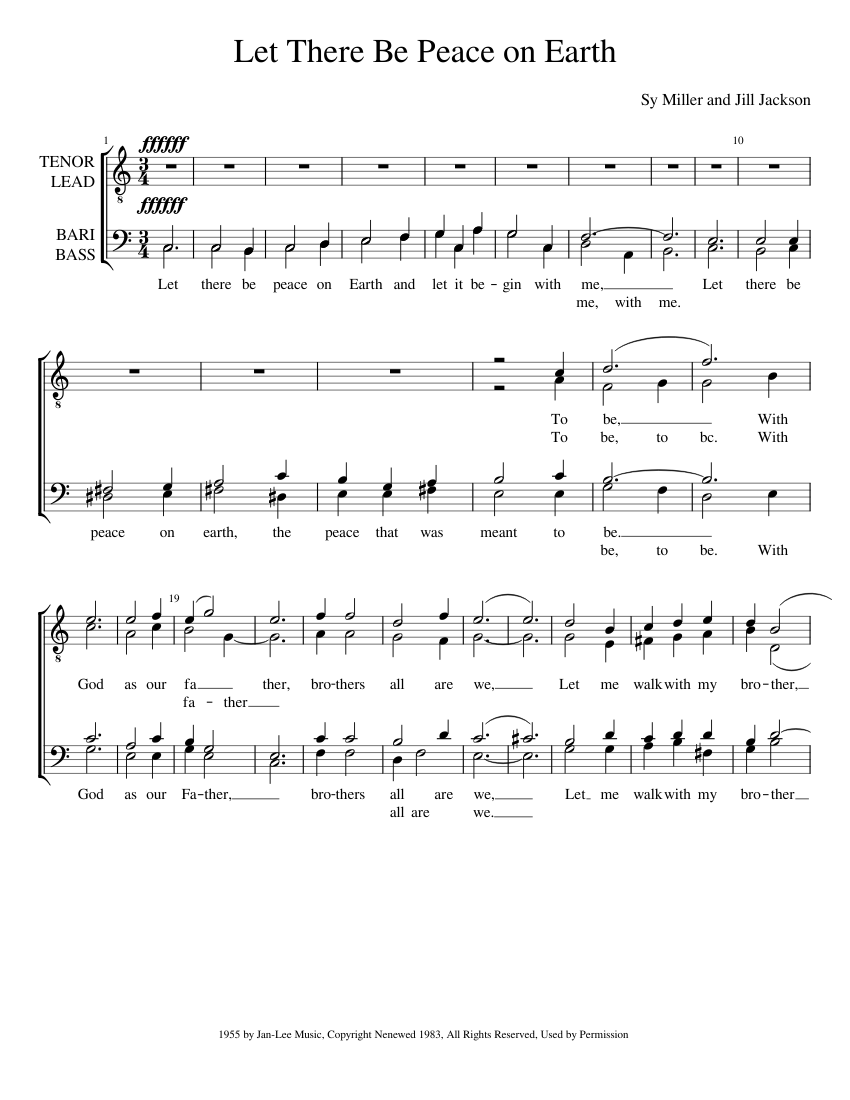 Let There Be Peace On Earth Sheet music for Tenor, Bass voice (Choral ...