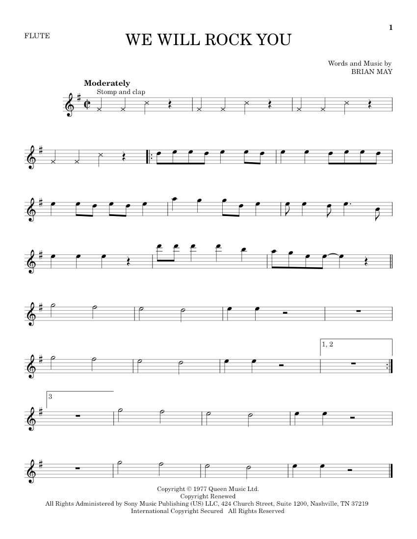 Play Official version of We will rock you sheet music by Queen for ...