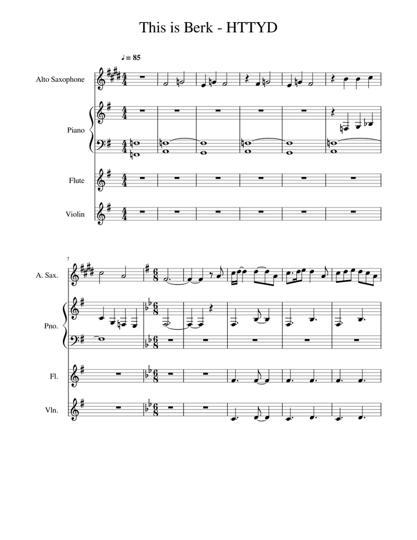 This is Berk - HTTYD Sheet music for Piano, Flute, Saxophone alto ...