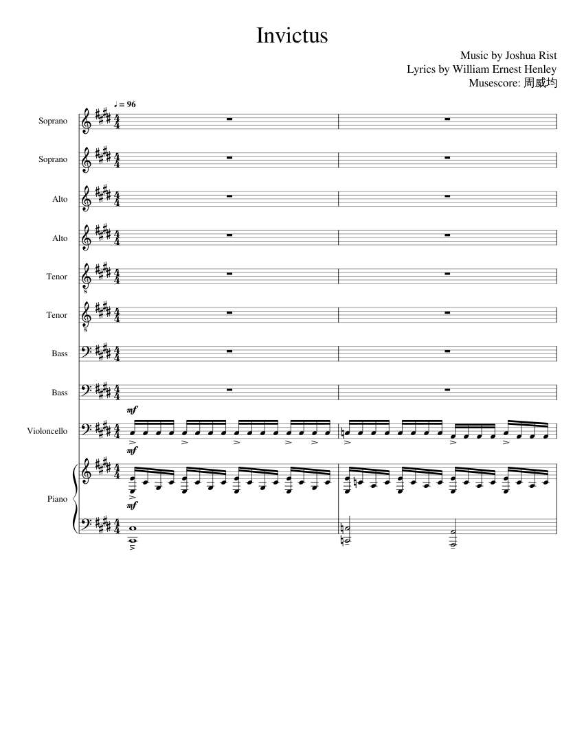 30_Invictus-Tenor Sheet music for Piano, Soprano, Alto, Tenor & more ...