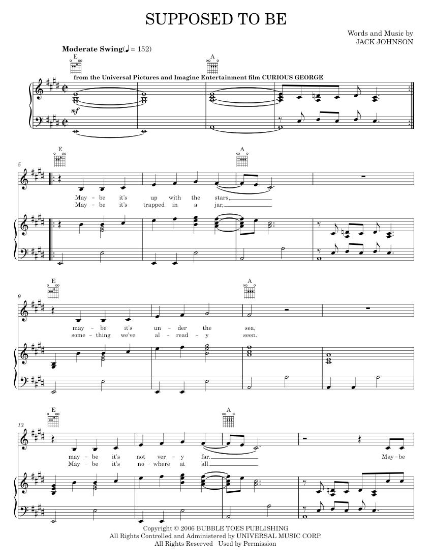 Play Official version of Supposed To Be sheet music by Curious George ...