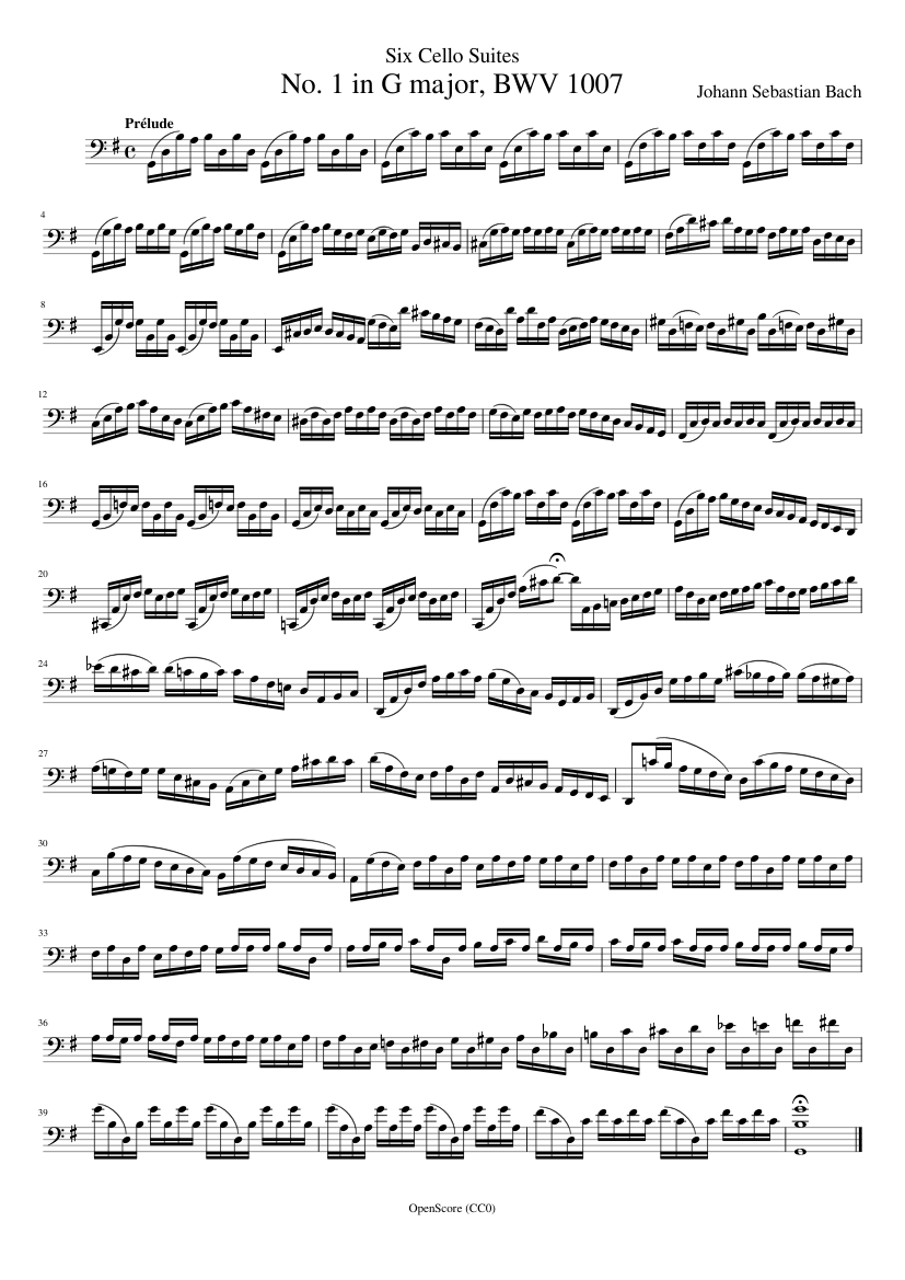 Bach - 6 Cello Suites - No. 1 in G major, BWV 1007 Sheet music for ...