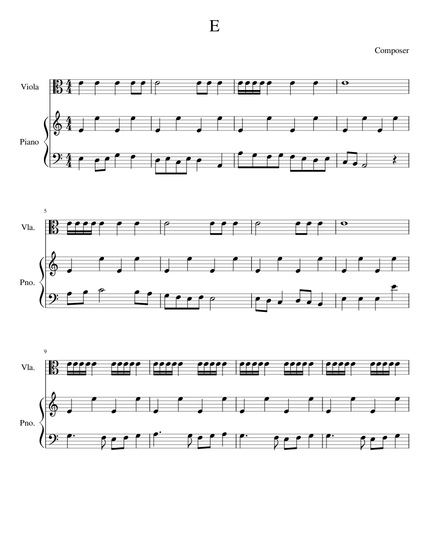 E Sheet music for Piano, Viola (Solo) | Musescore.com