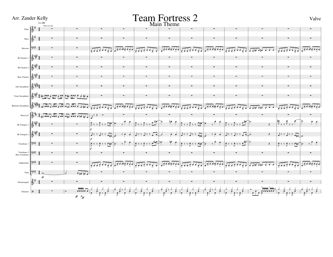 Team Fortress 2 - Main Theme Sheet Music for Trombone, Euphonium, Tuba ...