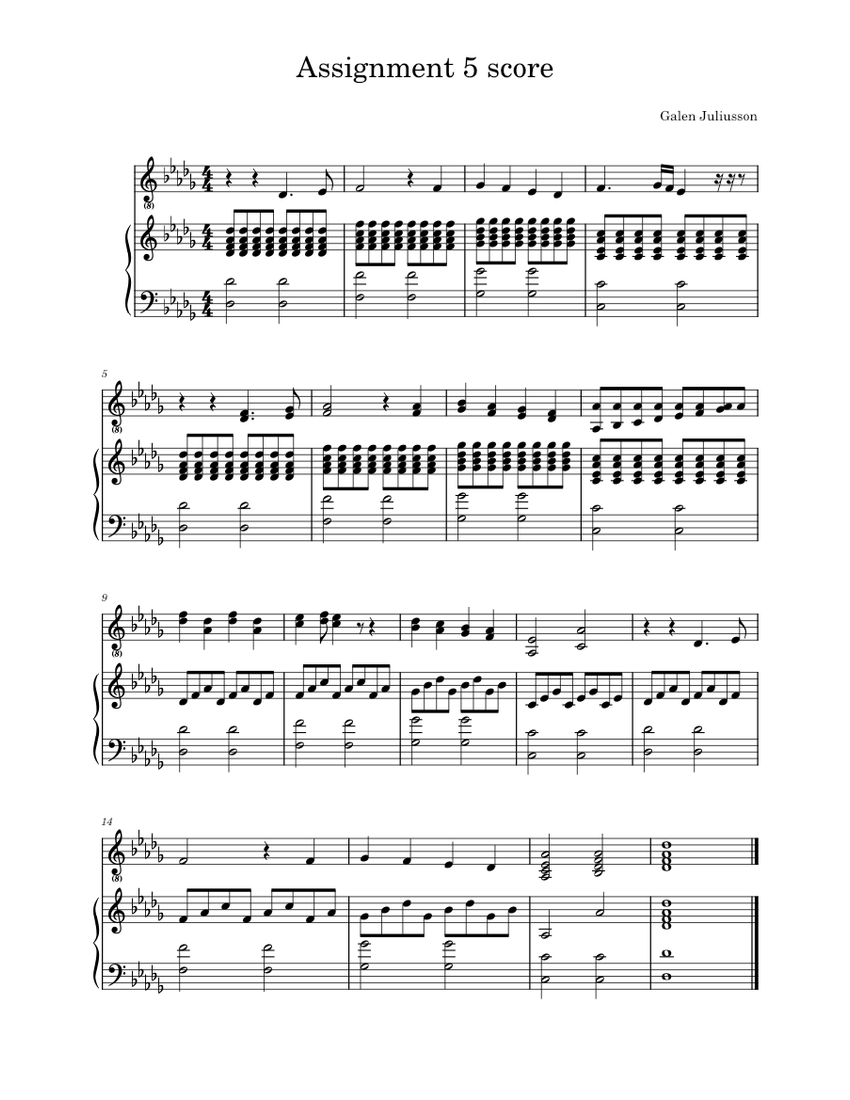 Assignment 5 score - piano tutorial
