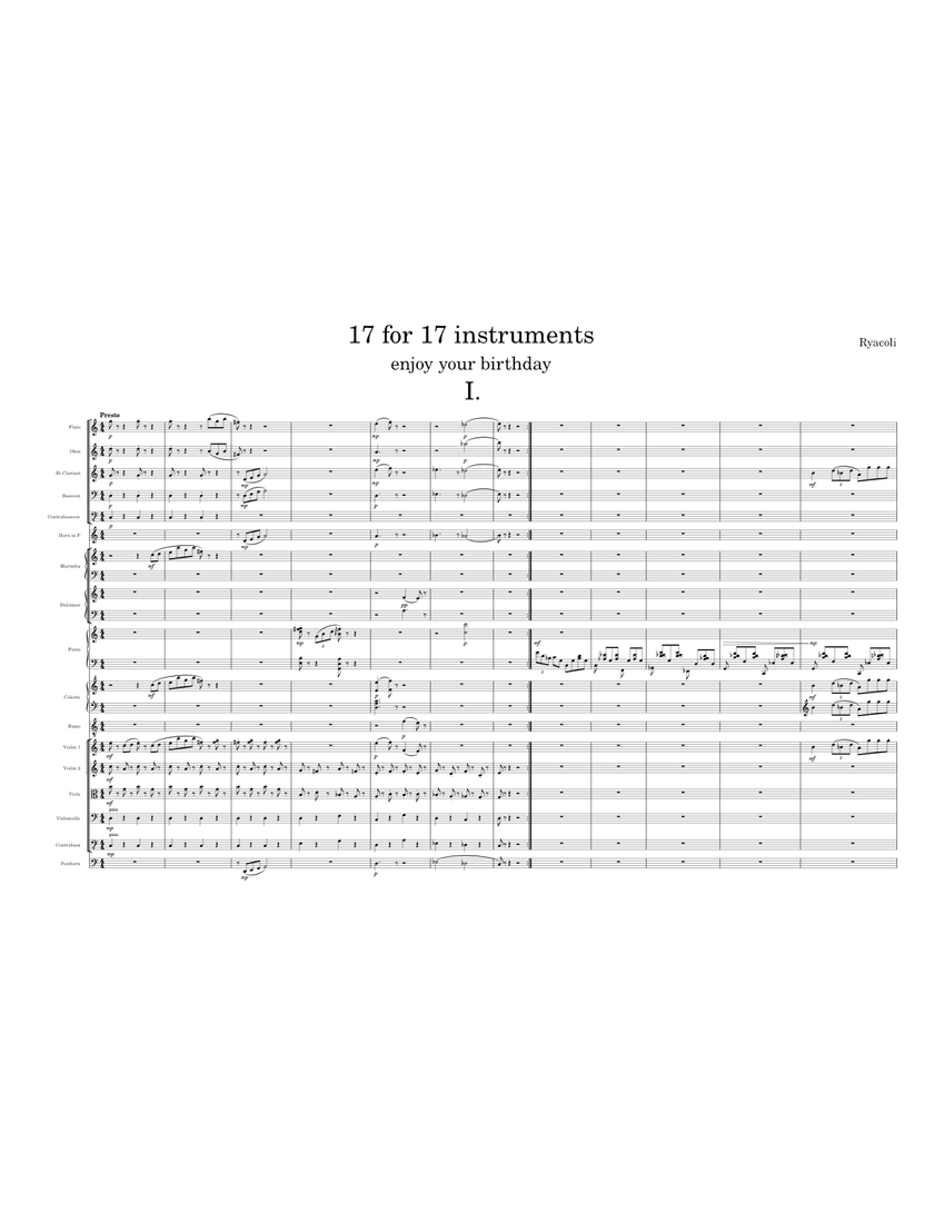 17 for 17 instruments (hbd giar) Sheet music for Piano, Celesta, Flute ...