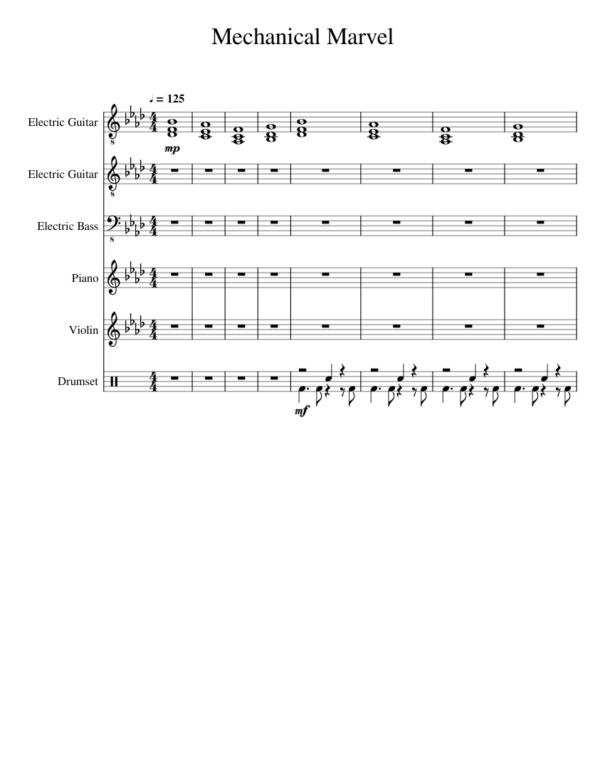 Mechanical Marvel Sheet music for Piano, Violin, Guitar, Bass guitar ...