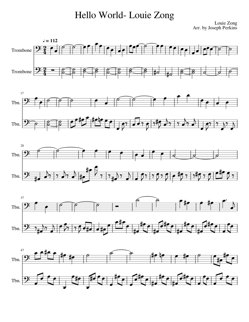 Hello_World-_Louie_Zong Sheet music for Trombone (Brass Duet ...