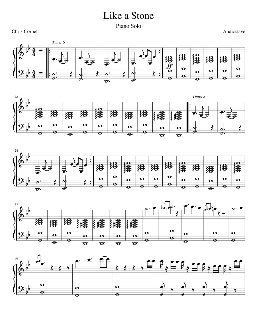 Like a Stone Sheet music for Piano (Solo) | Musescore.com