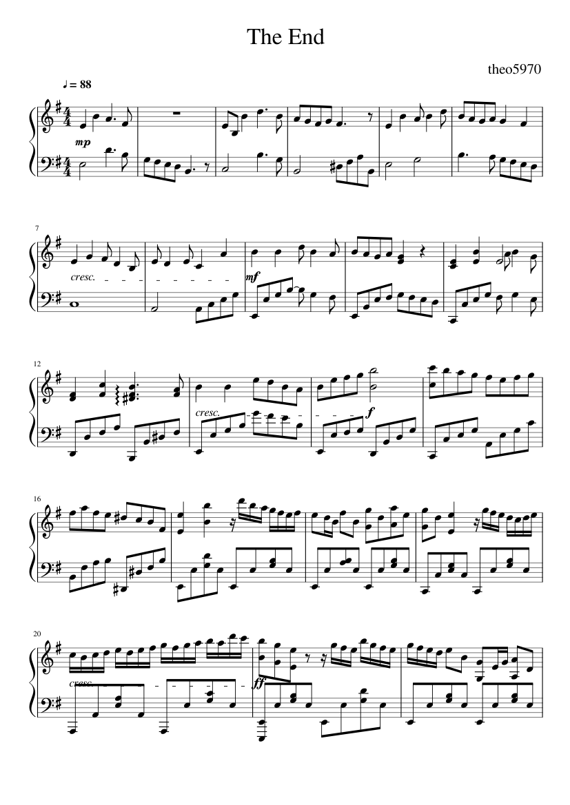 Dancing Line - The End Sheet Music for Piano (Solo) | MuseScore.com