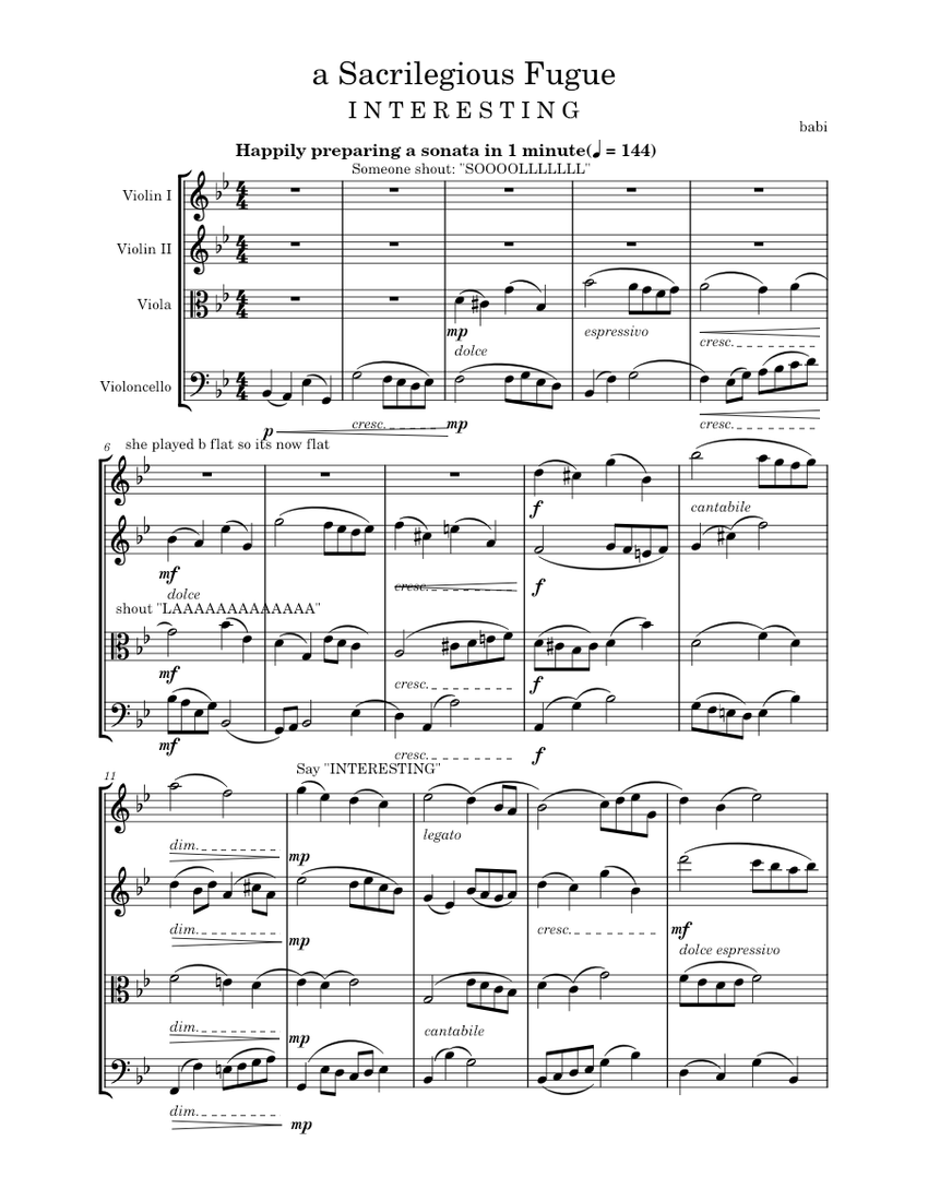 a Sacrilegious Fugue Sheet music for Violin, Viola, Cello (String ...