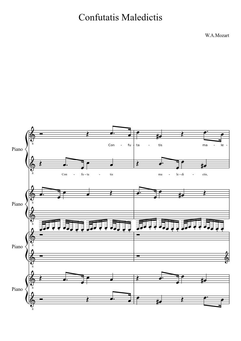 Confutatis Maledictis Sheet music for Piano (Mixed Quartet) | Musescore.com