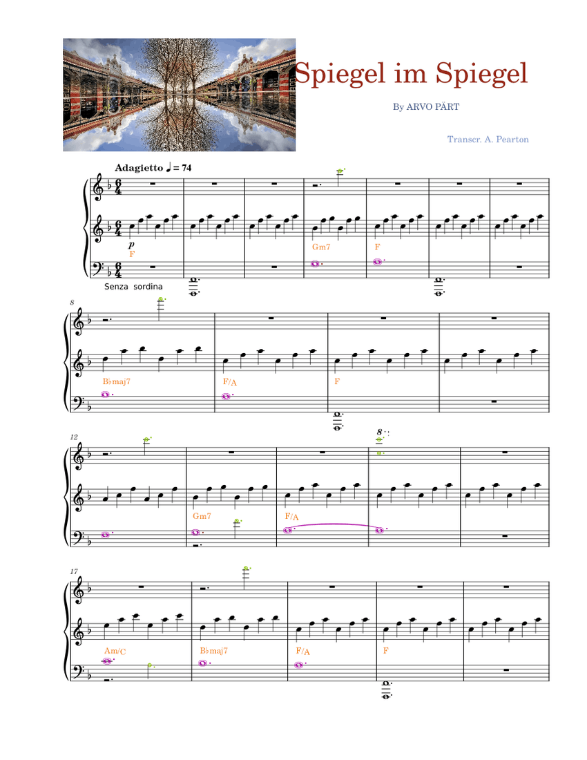 Spiegel im spiegel – Arvo Pärt Sheet music for Piano (Solo) Easy | Musescore.com