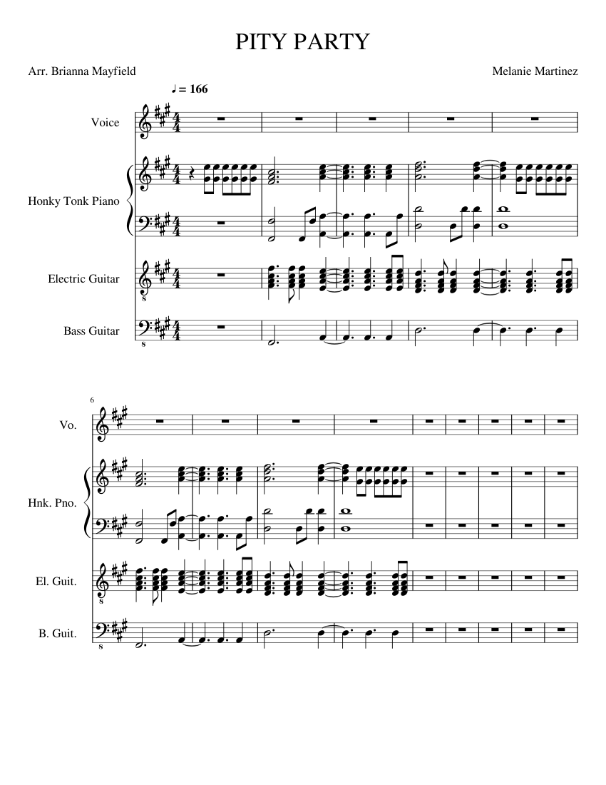 PITY PARTY (wip) Sheet music for Piano, Vocals, Guitar, Bass guitar ...
