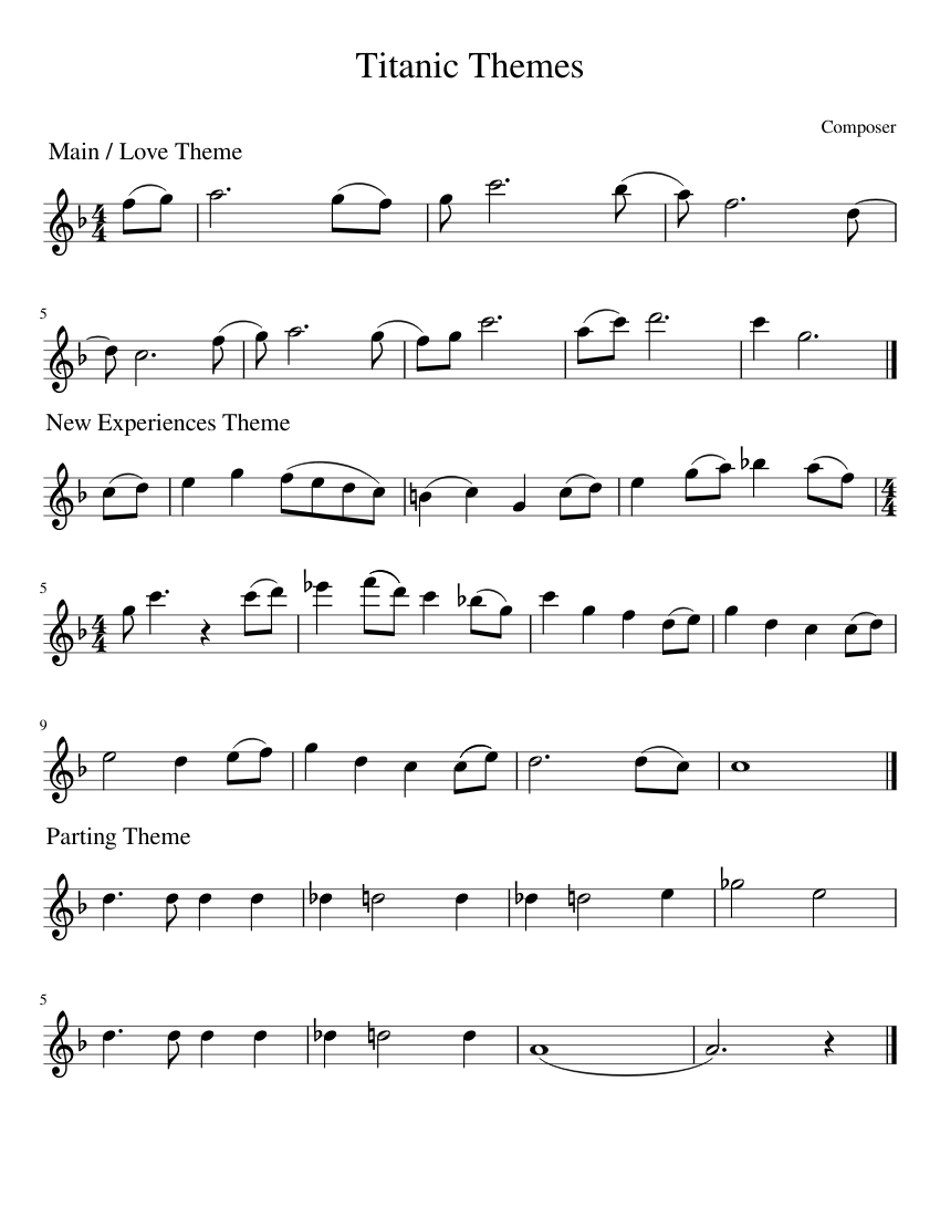 Titanic Themes (4) Sheet music for Piano (Solo) | Musescore.com