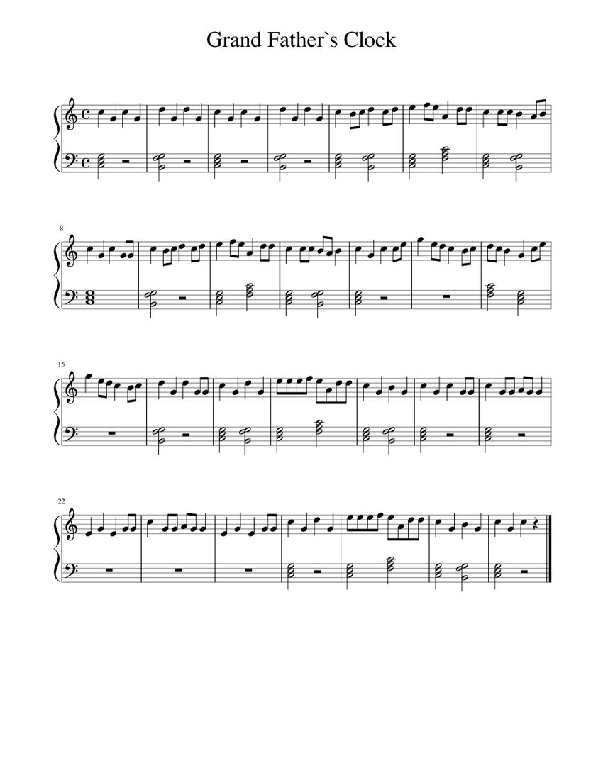 Grand Father`s Clock Sheet music for Piano (Solo) Easy | Musescore.com