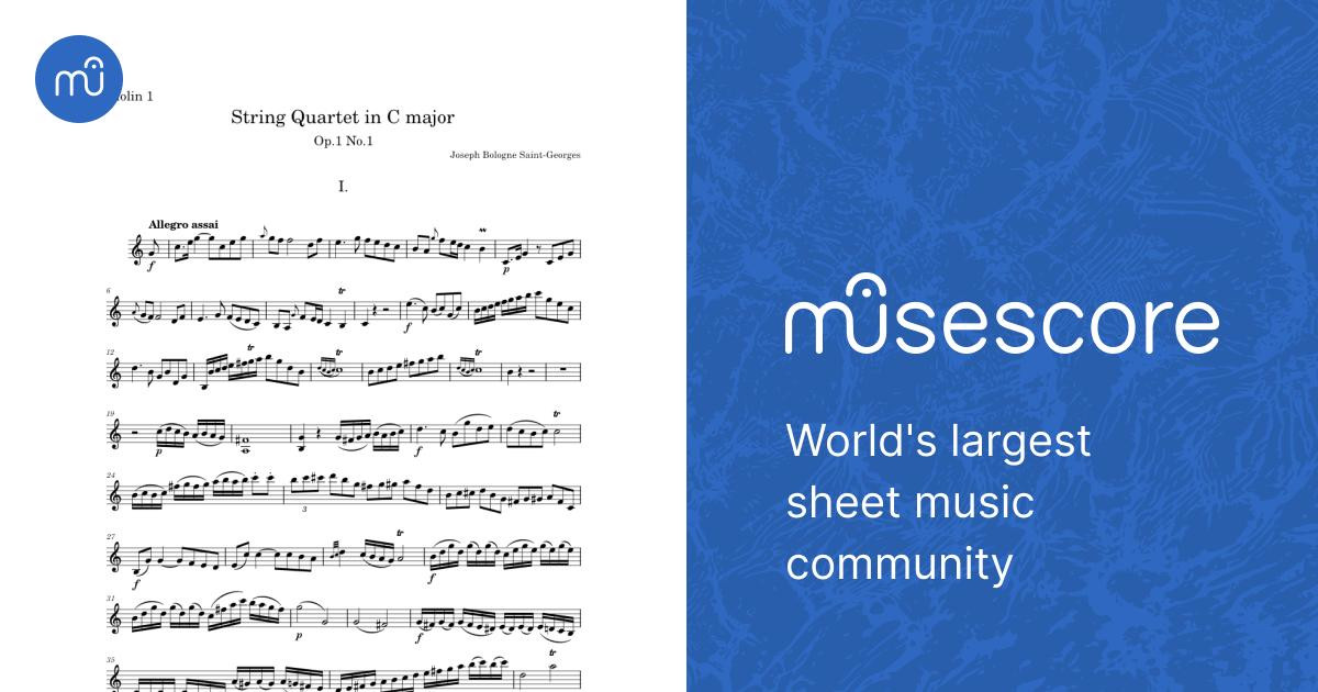 String Quartet in C major, Op.1 No.1 – Saint-Georges, Joseph Bologne - Violin 1 PART Sheet music ...