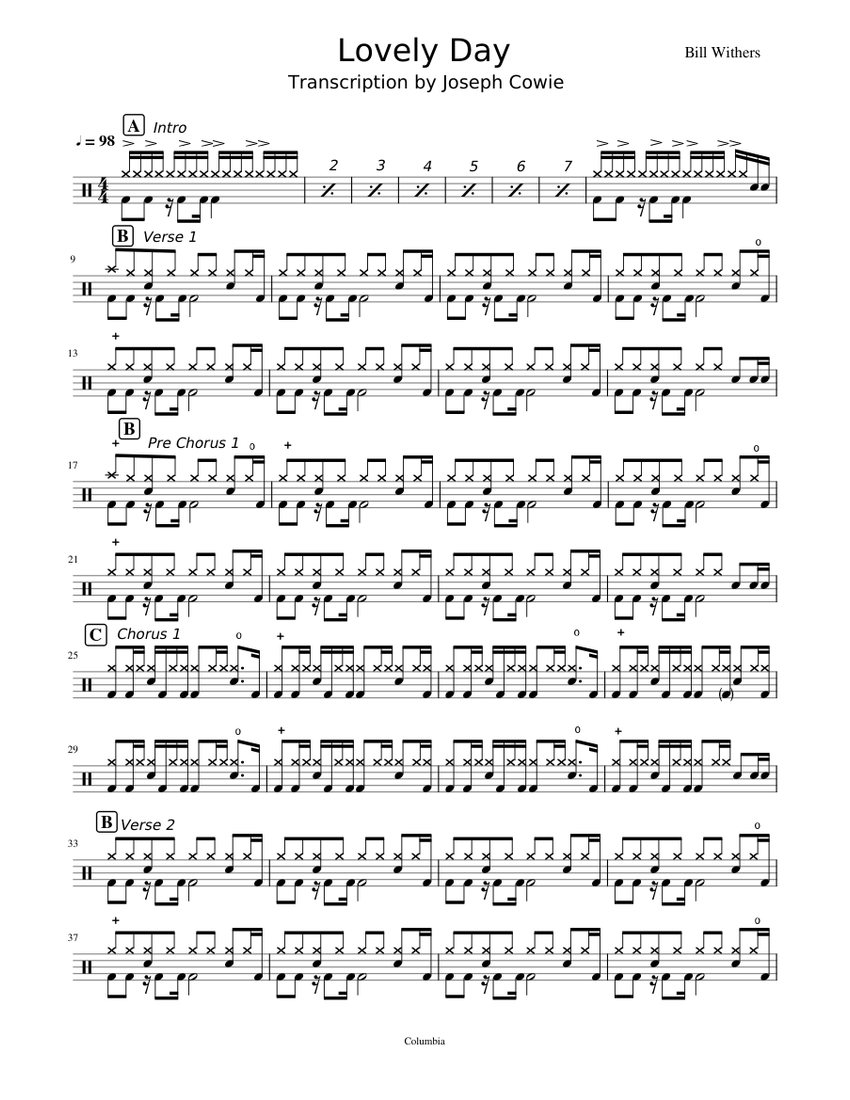 Lovely Day Sheet music for Drum group (Solo) | Musescore.com