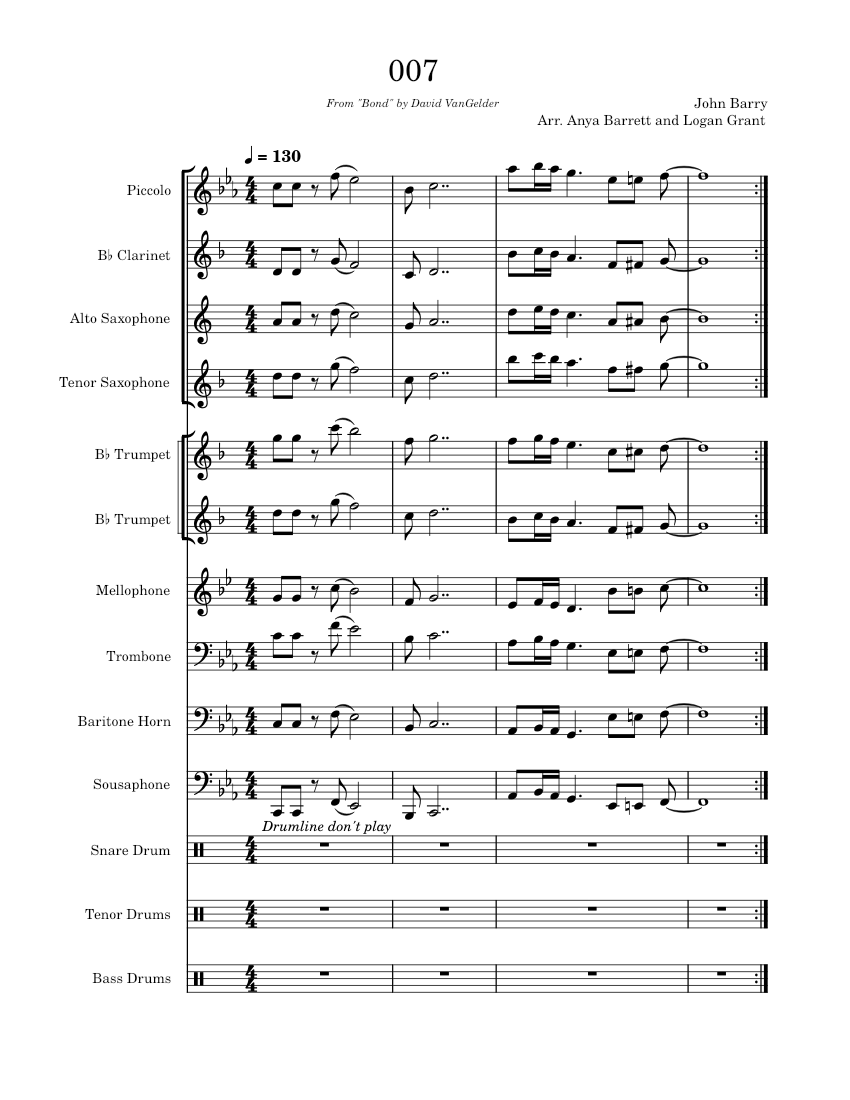 007 Stand Tune Sheet music for Trombone, Mellophone, Flute piccolo ...