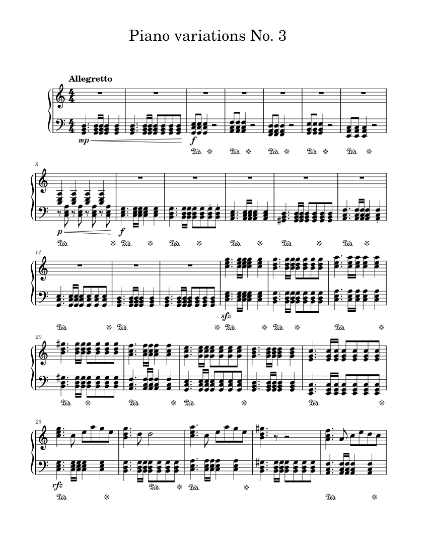 Piano Variations No. 3 Sheet music for Piano (Solo) | Musescore.com