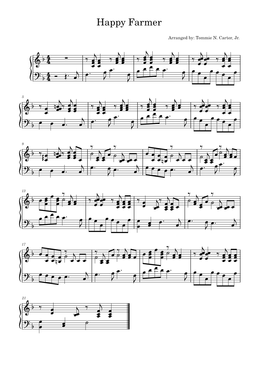Happy Farmer Sheet Music for Piano (Solo) easy | MuseScore.com