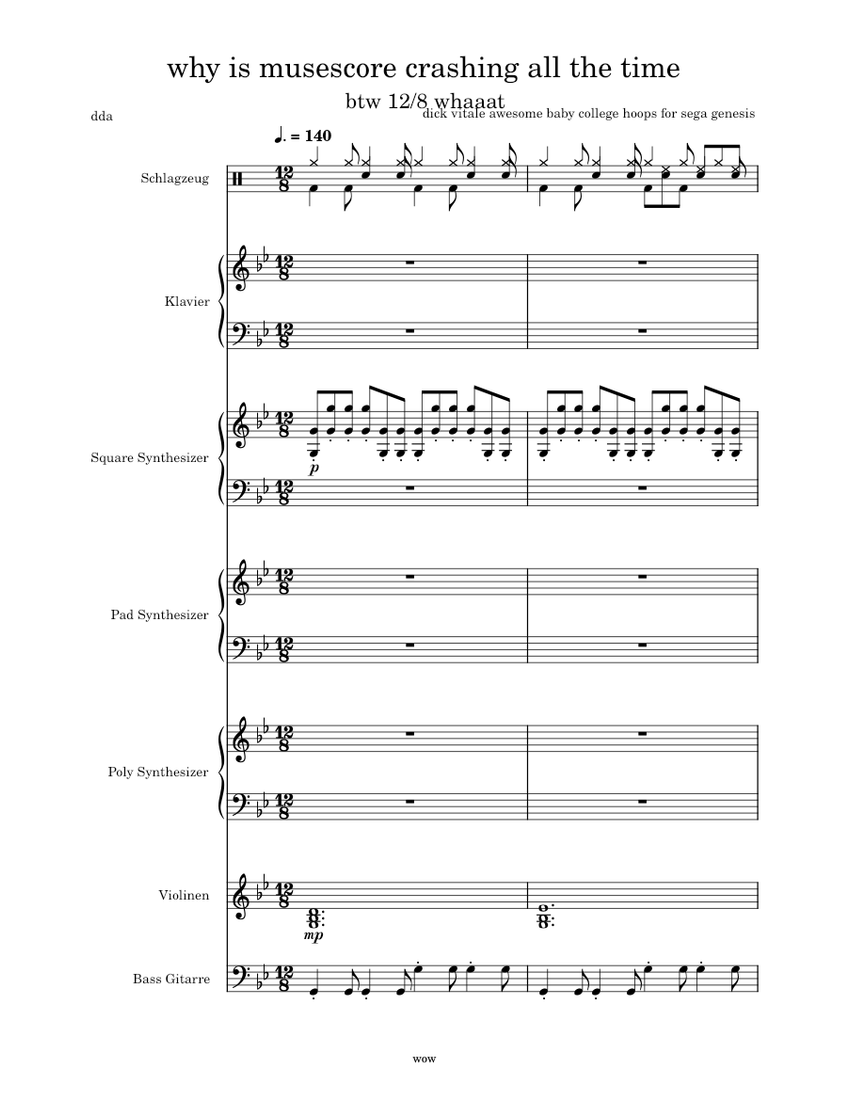 why is musescore crashing all the time Sheet music for Piano, Bass guitar, Drum group, Strings ...