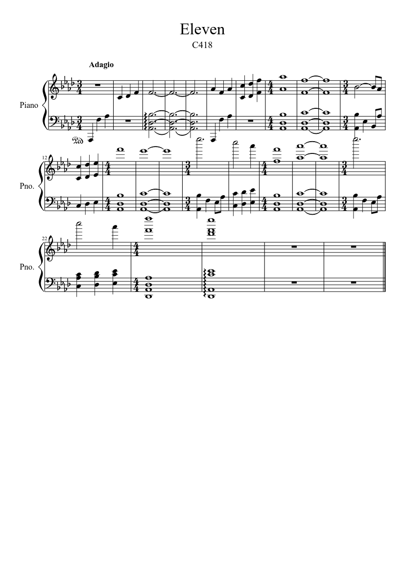 Eleven Sheet Music for Piano (Solo) | MuseScore.com
