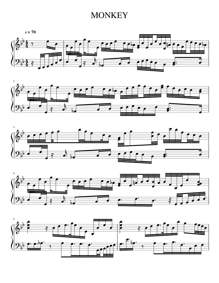 Monkey Sheet music for Piano (Solo) | Musescore.com