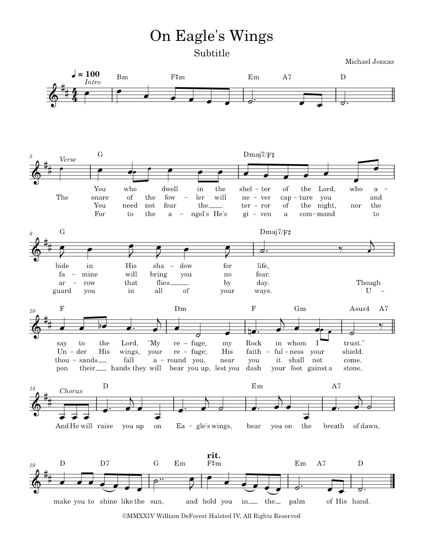 On Eagle's Wings — Michael Joncas Sheet Music with Chords for Piano ...