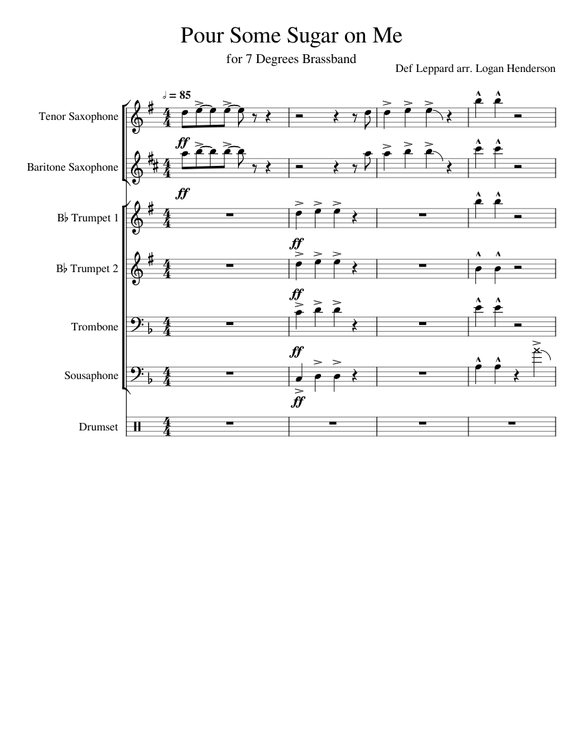 Pour Some Sugar on Me Sheet music for Trombone, Saxophone tenor ...