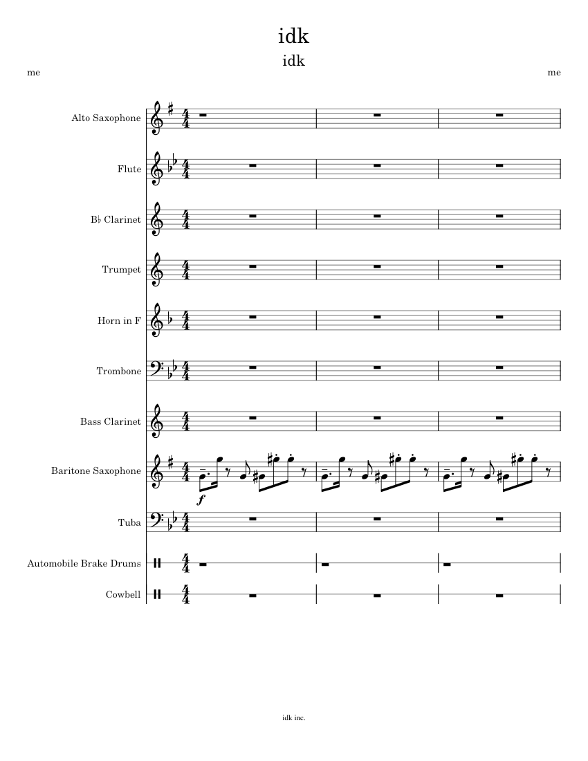 Idk Sheet music for Trombone, Tuba, Flute, Clarinet in b-flat & more ...