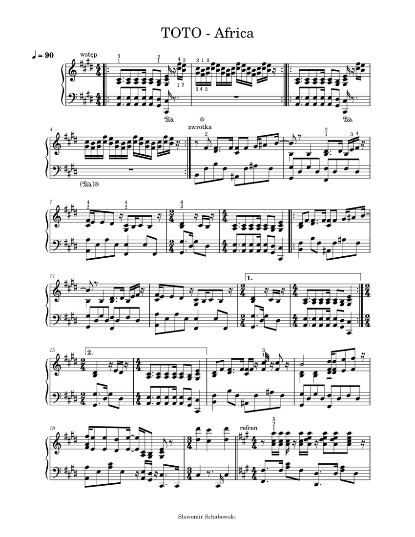 TOTO - Africa Sheet music for Piano (Solo) | Musescore.com