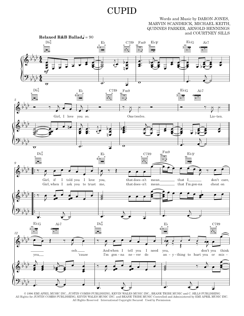 cupid Sheet music for Piano, Vocals by 112 Official | MuseScore.com