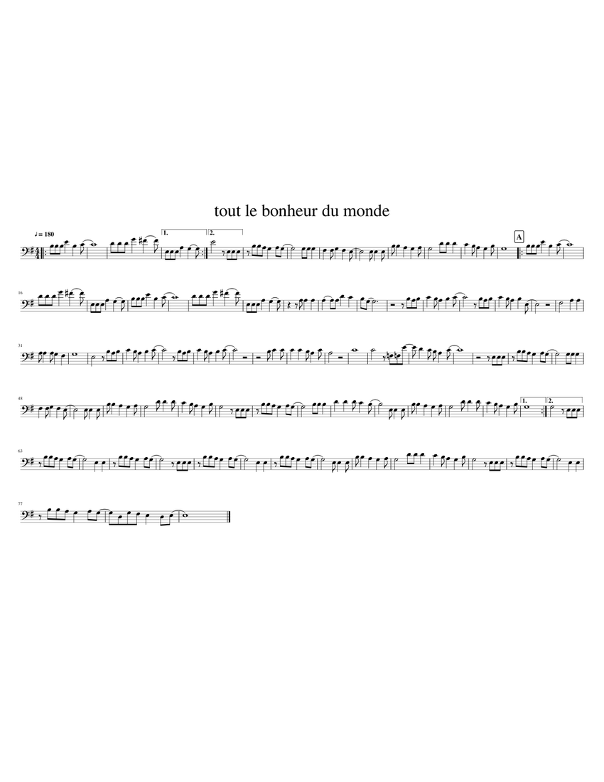 tout le bonheur du monde Sheet music for Euphonium (Solo) | Musescore.com